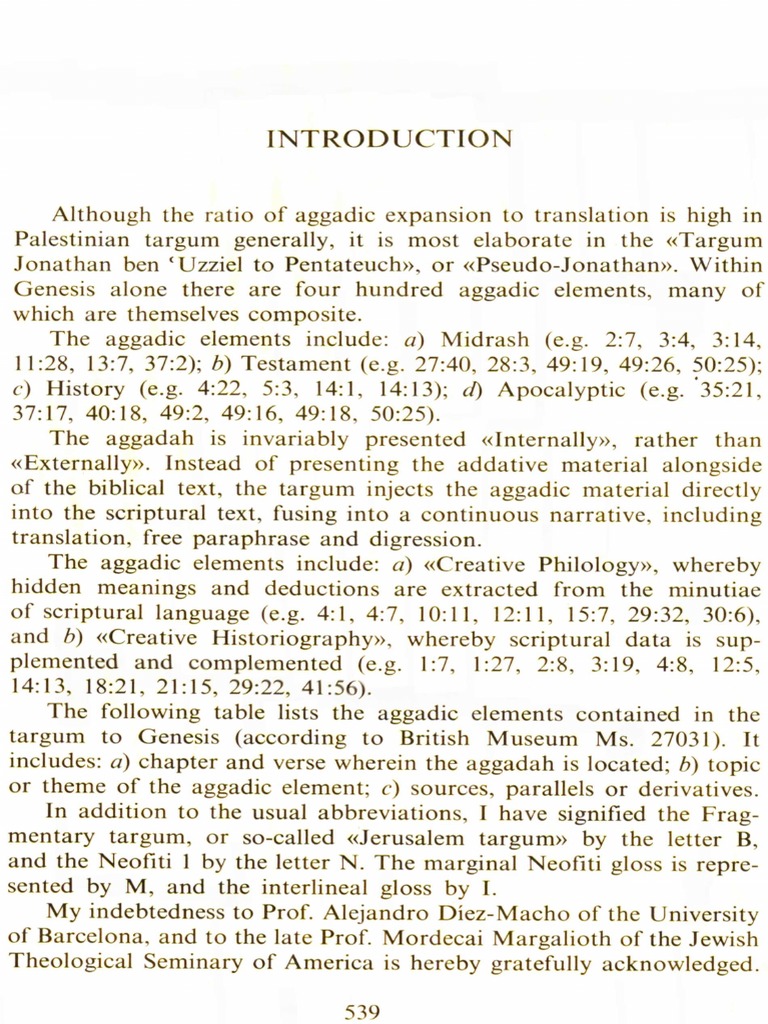 Neofiti 1 - Exodo - Anexo III. The Aggadah in Targum Jonathan Ben ...