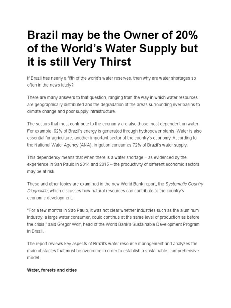 Brazil's Water Crisis: Overcoming Geographical Disparities ...