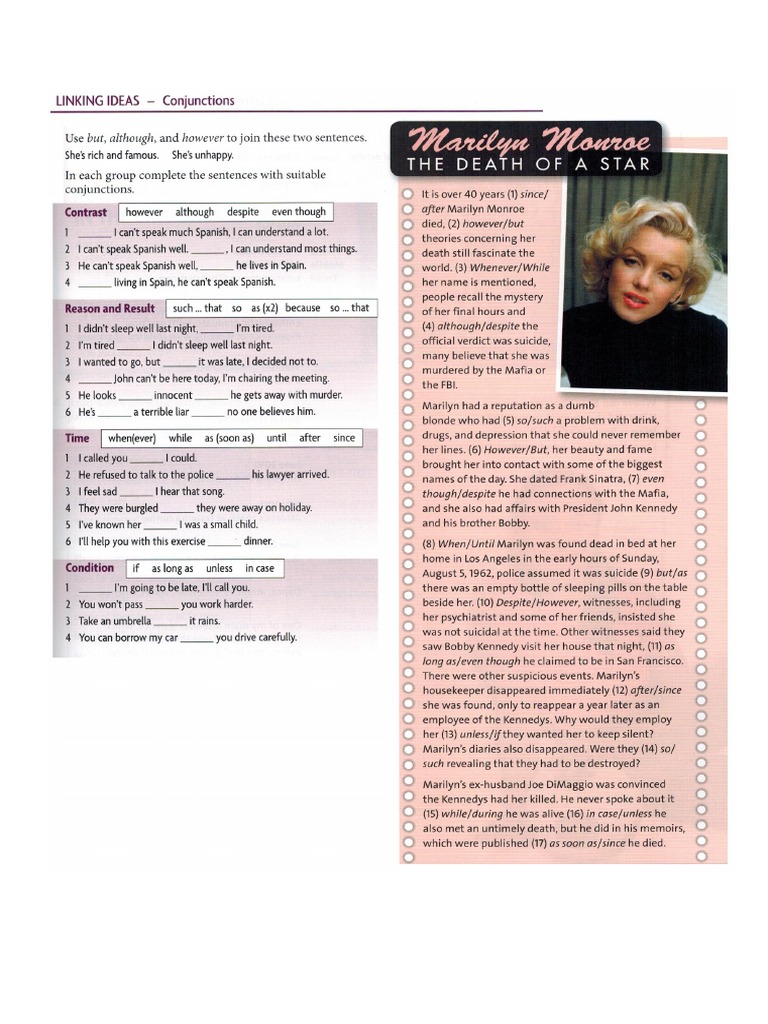 Linking Ideas Conjunctions | PDF
