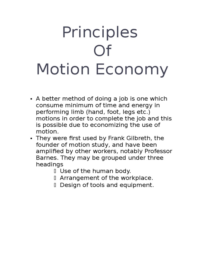 Principles of Motion Economy | PDF | Nature