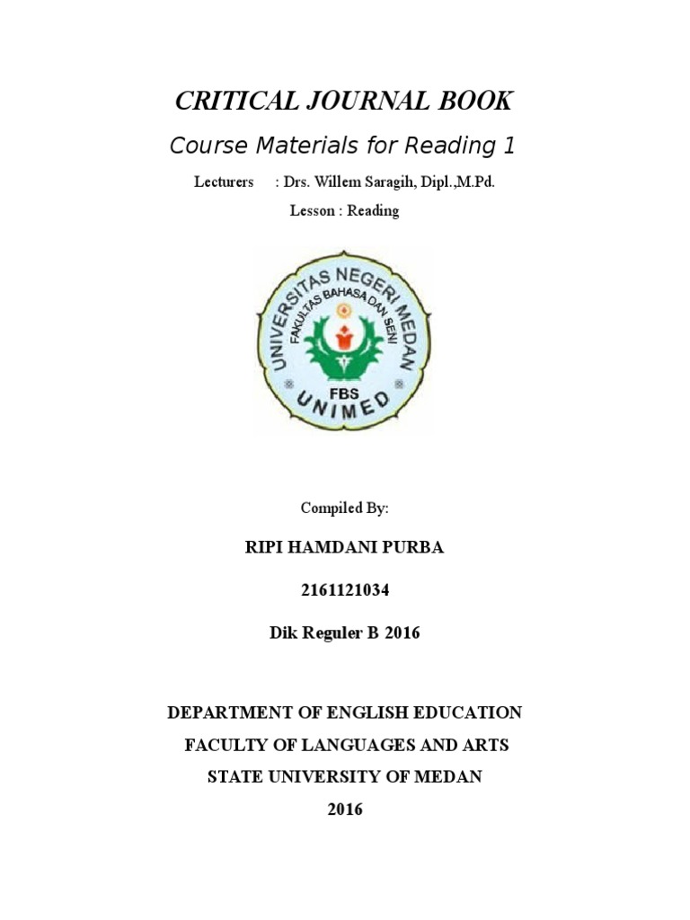 Critical Journal Book: Course Materials For Reading 1 | PDF | Reading ...