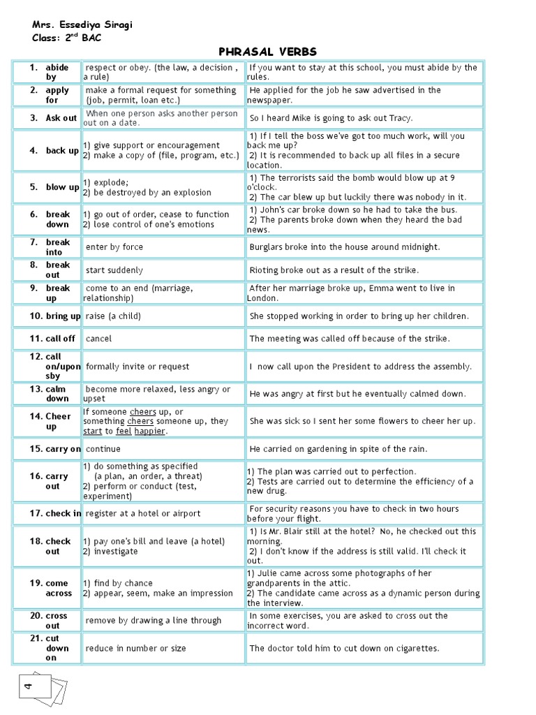 Phrasal Verbs For BAC | PDF | Violence