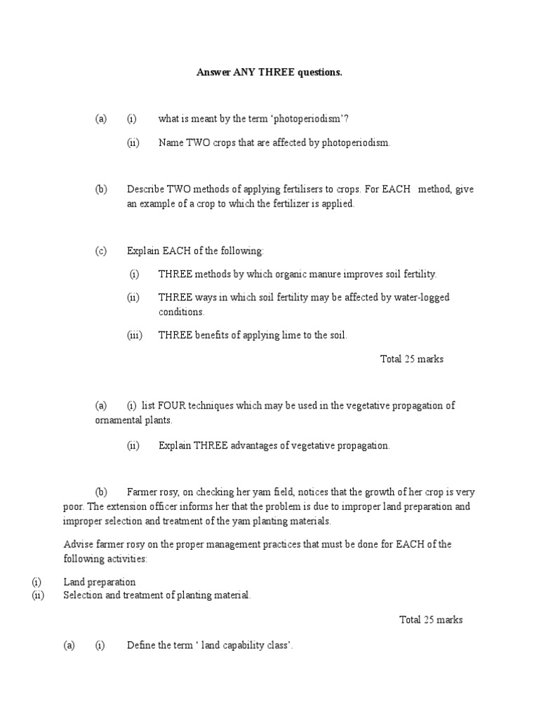 Answer ANY THREE Questions | PDF