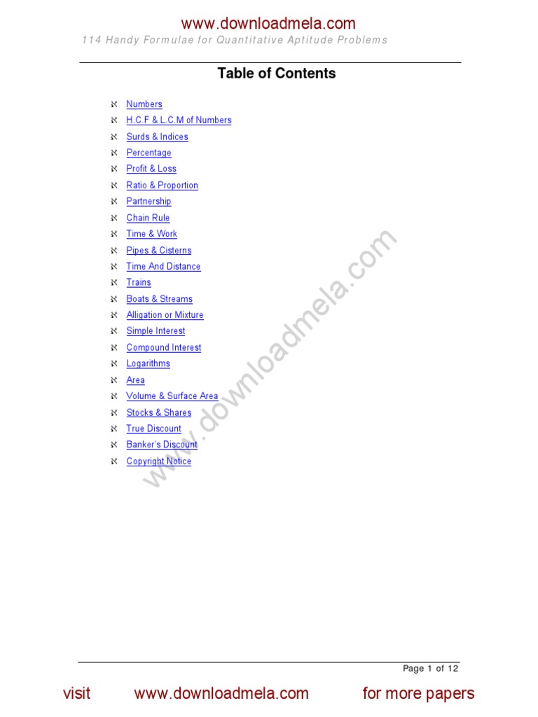 Handy Formulae For Quantitative Aptitude Problems | PDF | Triangle | Area