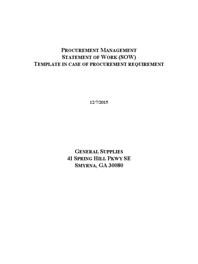 Statement-Of-Work Procurement Template | PDF