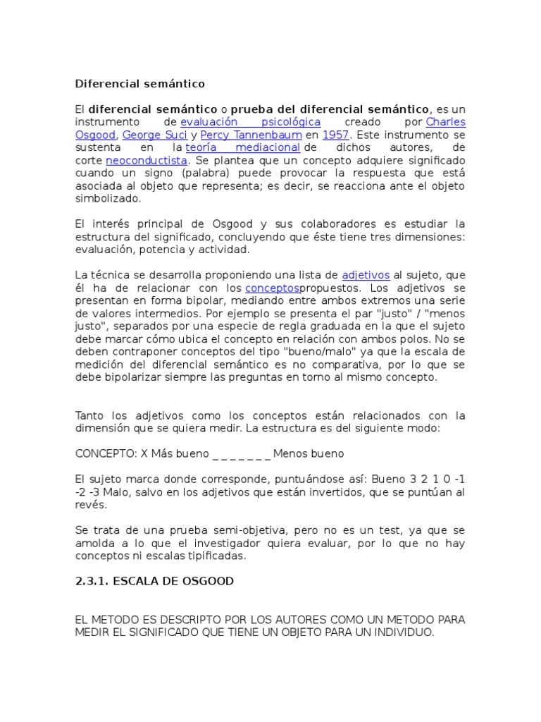 Diferencial Semántico | PDF | Ciencia cognitiva | Sicología
