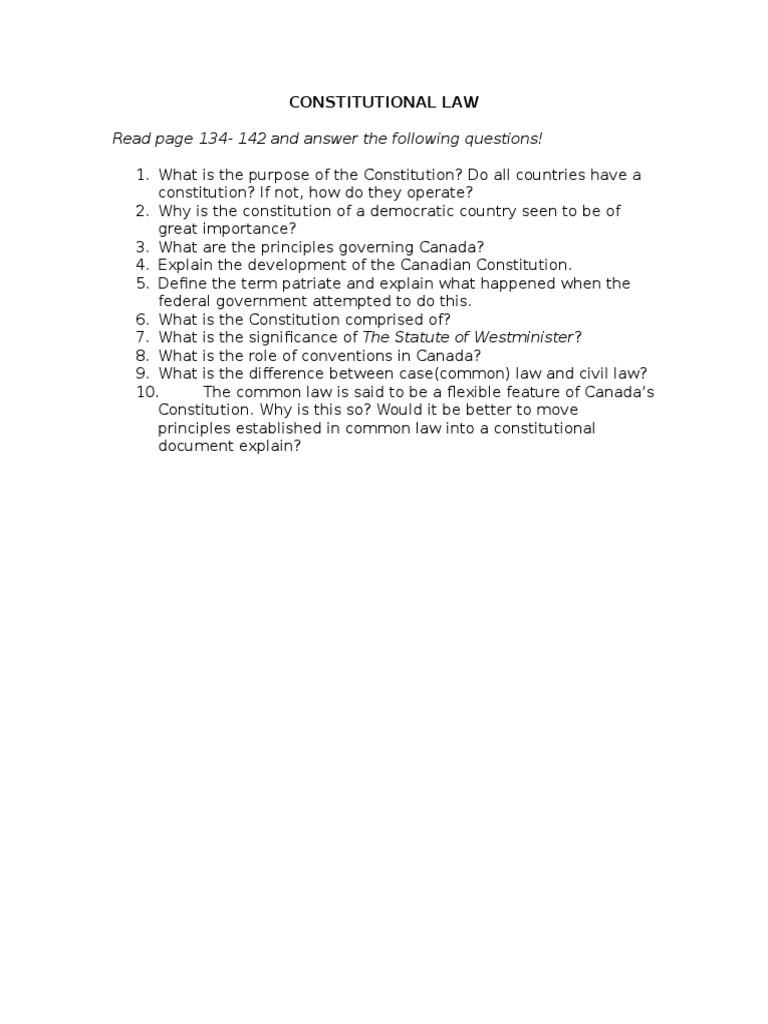 Read Page 134-142 and Answer The Following Questions!: Constitutional ...