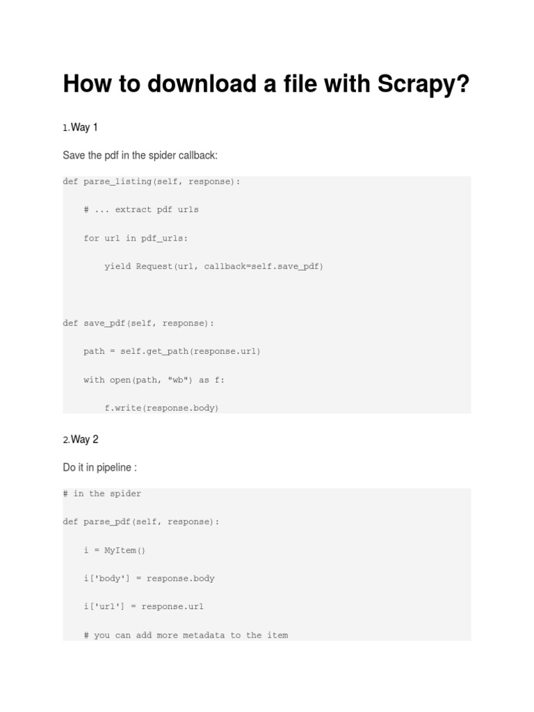 How To Download A File With Scrapy | PDF | World Wide Web | Internet & Web
