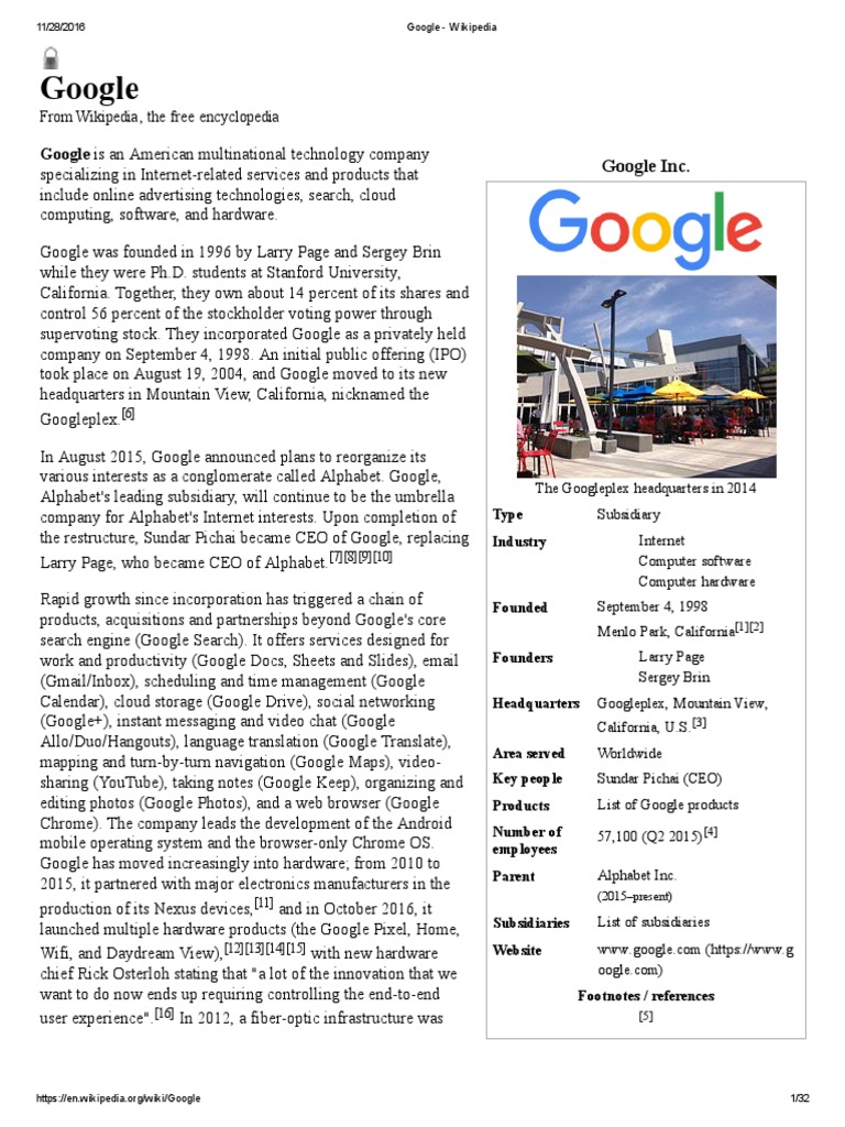 Google - Wikipedia | PDF | Google | Gmail