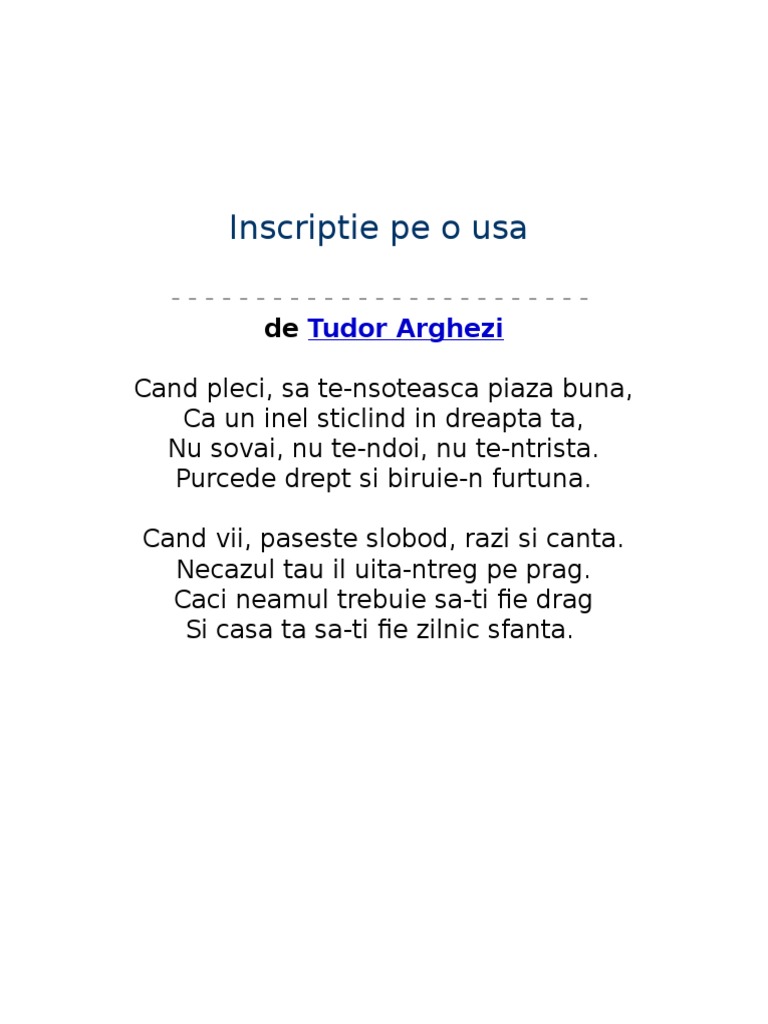 Inscriptie Pe o Usa | PDF