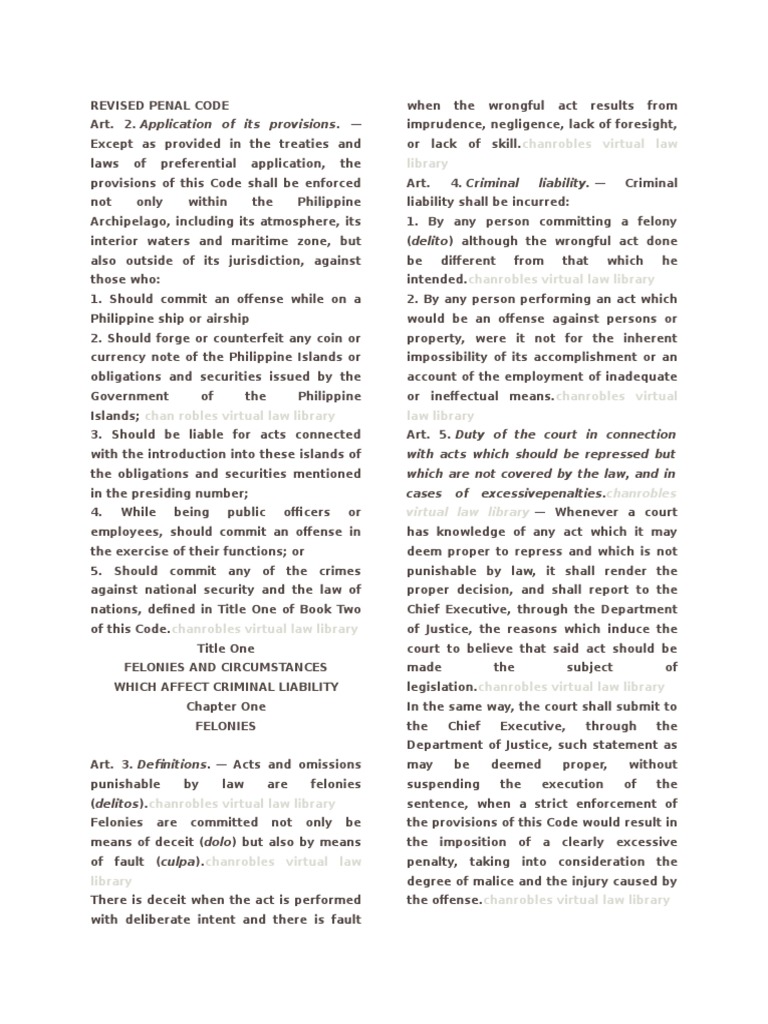 Revised Penal Code | PDF | Felony | Pardon