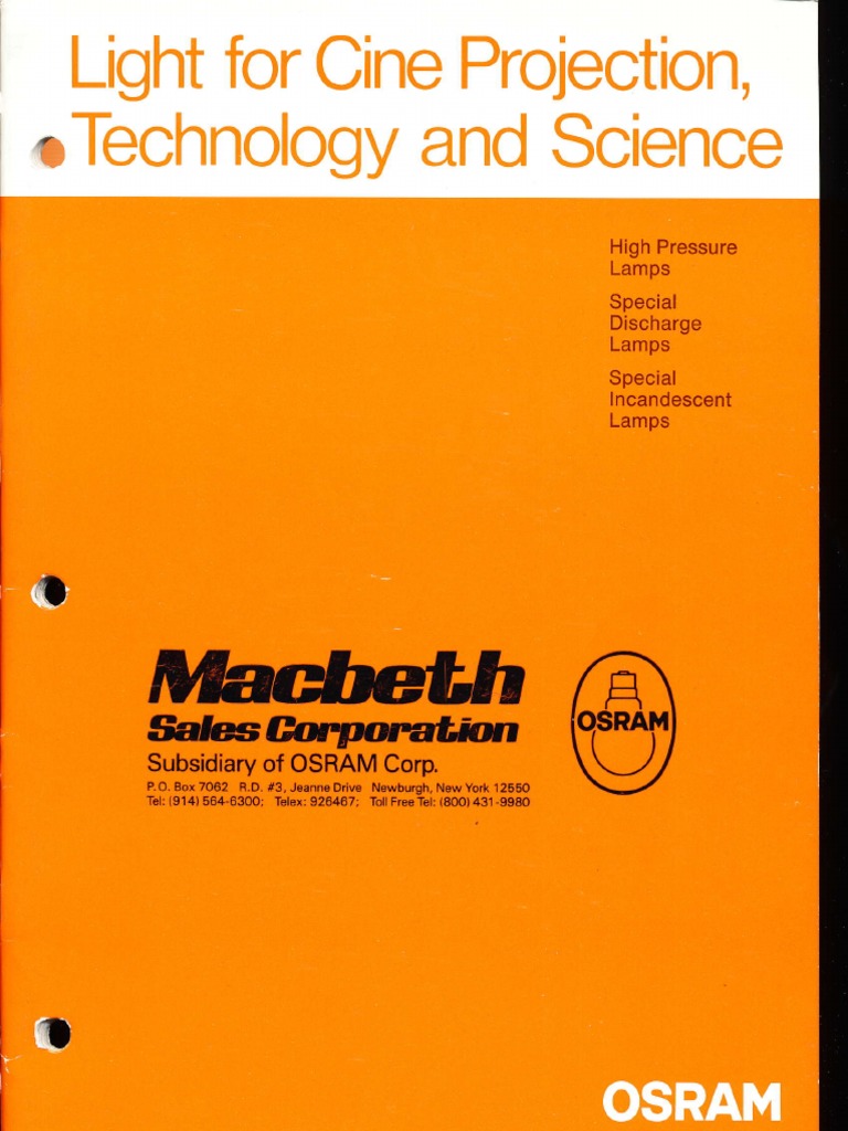 Osram Light For Cine Projection Technology & Science Catalog 1979 | PDF ...