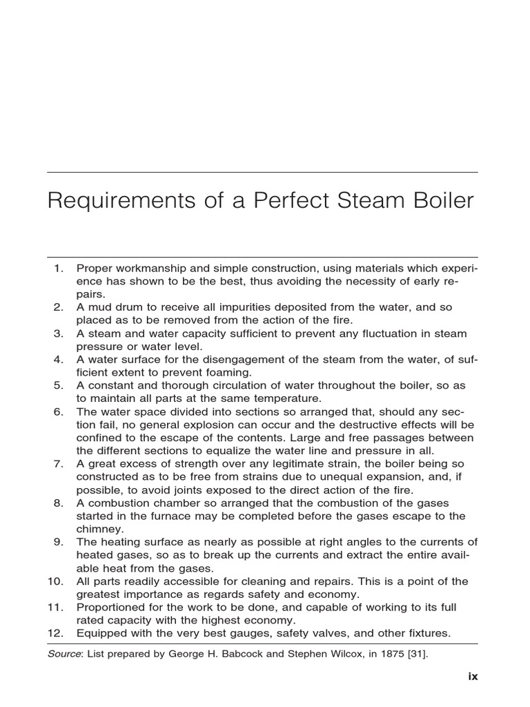 Requirements of A Perfect Steam Boiler | PDF