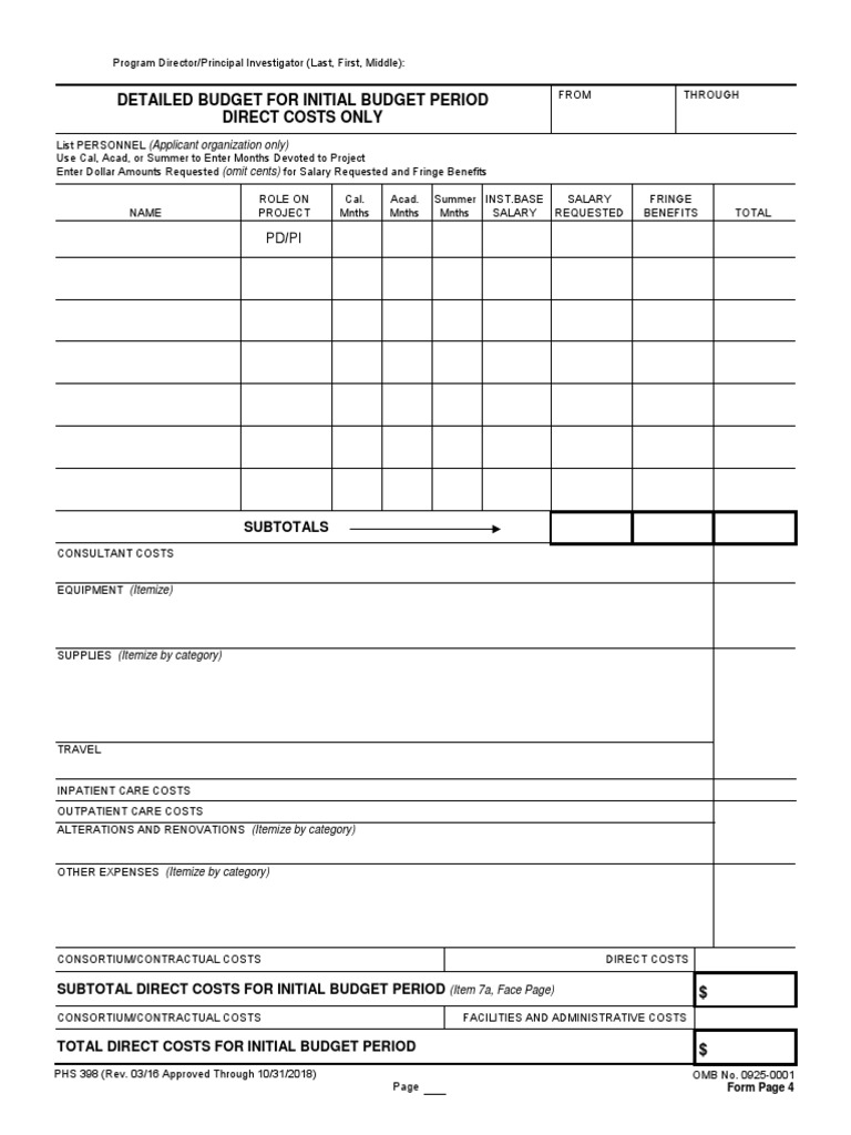 Initial Budget Breakdown Template | PDF | Business