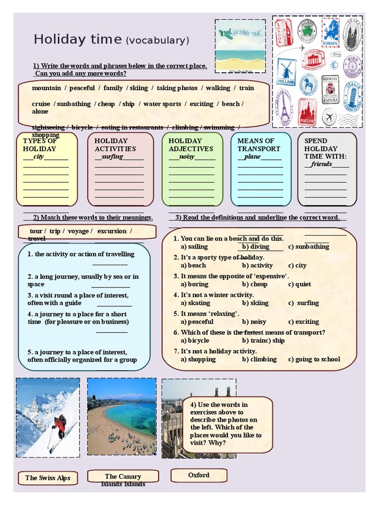 B1 Travel Vocabulary Worksheet | PDF | Leisure