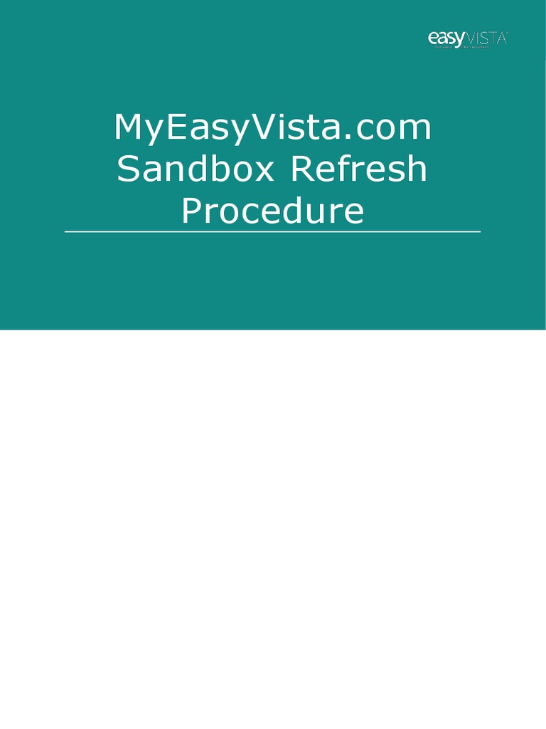 MyEasyVista Sandbox Refresh Procedure | PDF | Sql | Databases