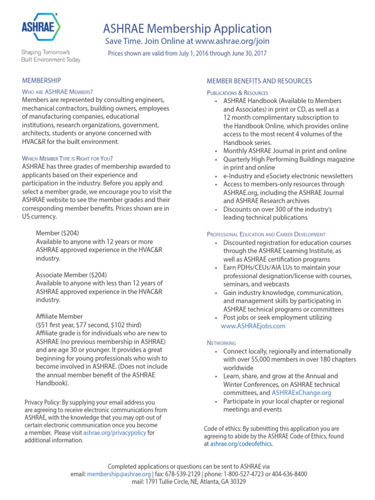 2016 Membership App Regular | PDF | Hvac | Science