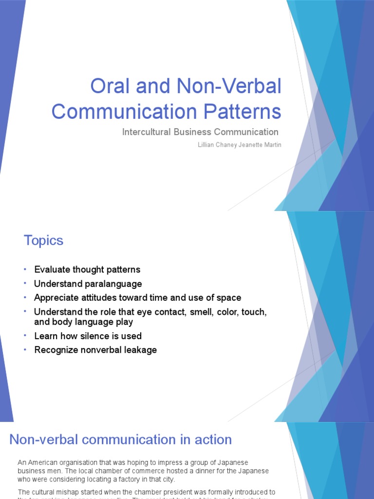 Oral and Non-Verbal Communication Patterns | PDF | Nonverbal ...