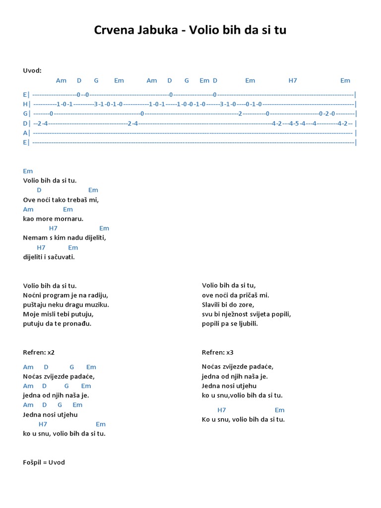 Crvena Jabuka - Volio Bih Da Si Tu | PDF