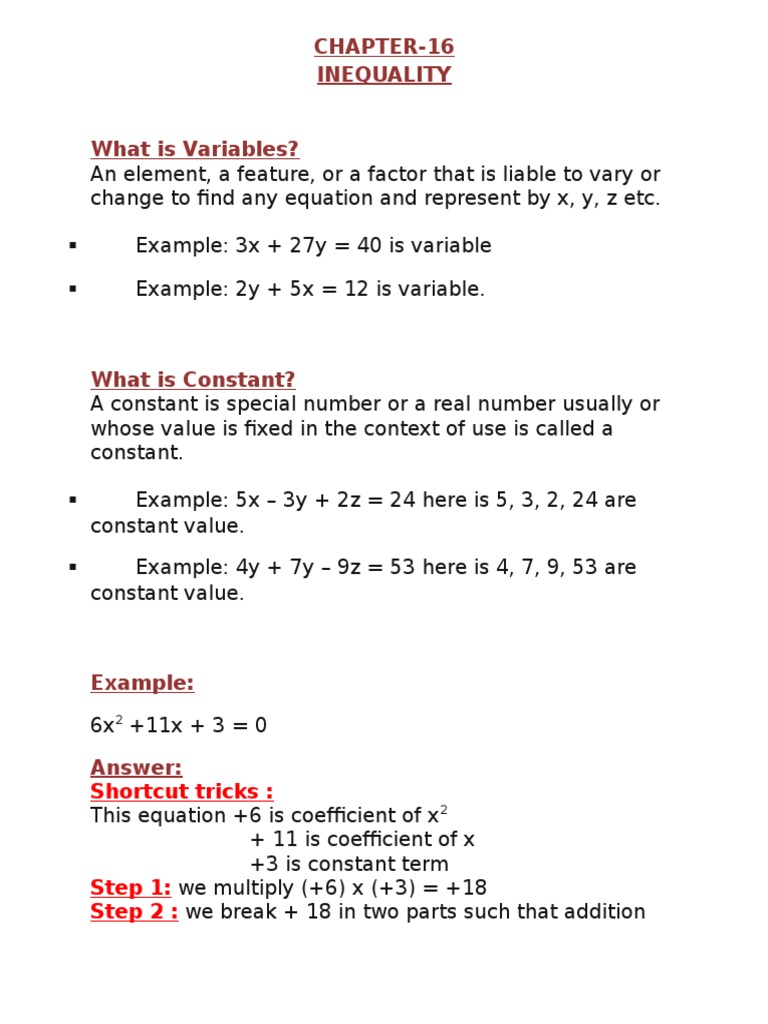 Chapter 16 Inequality Shortcut Tricks Pdf