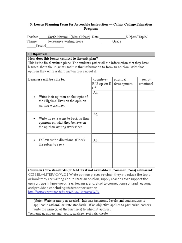 5 Unit Lesson Plan 5 | PDF | Lesson Plan | Reading Comprehension