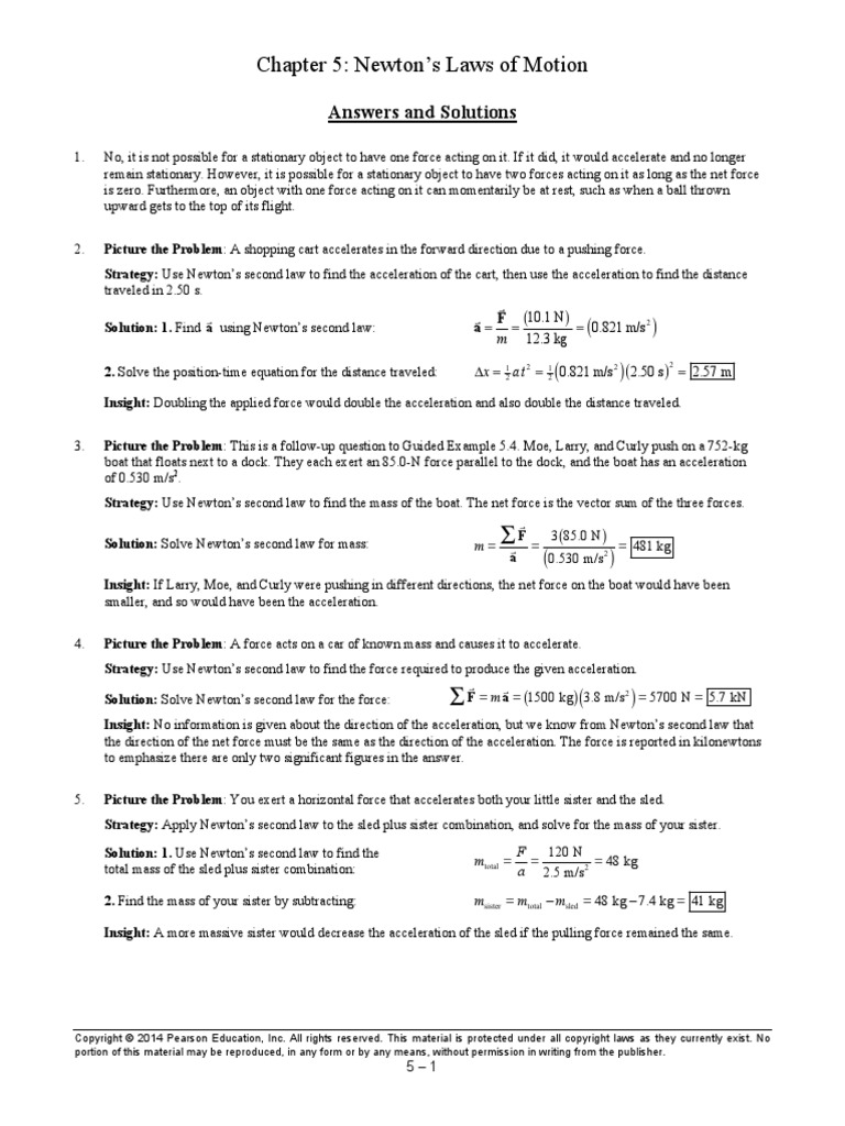 Chapter 5: Newton's Laws of Motion. | PDF | Friction | Force