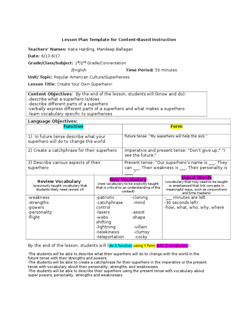 Superhero Lesson | PDF | Educational Assessment | Teachers