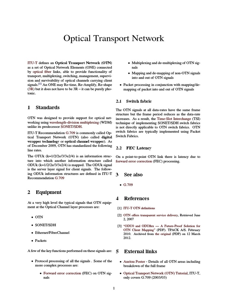 Optical Transport Network | PDF | Telecommunications | Electronics