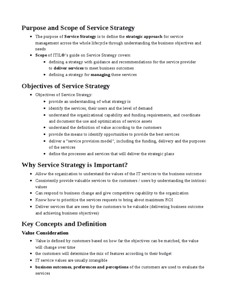 Purpose and Scope of Service Strategy | PDF | Strategic Management ...