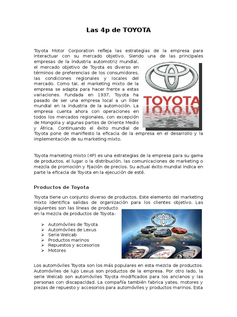 Las 4p de Toyota | PDF | Toyota | Distribución (comercial)
