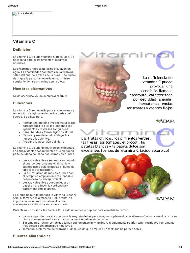 Beneficios y fuentes de vitamina C | PDF | Vitamina C | Vitamina