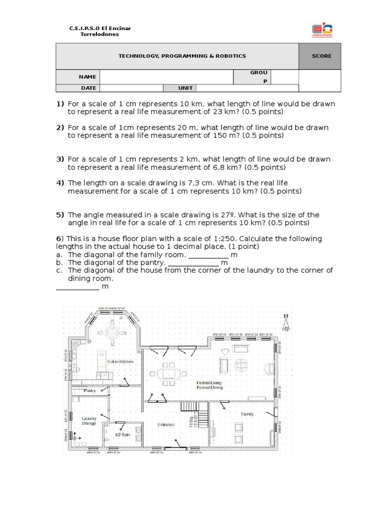 Scale Drawing Measurement Worksheet: Practice Calculating Real-World ...