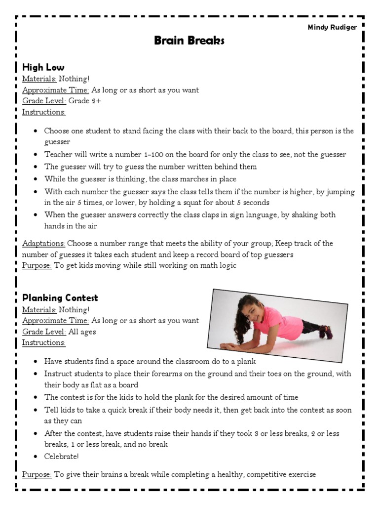 Brain Breaks | PDF | Behavior Modification | Cognition