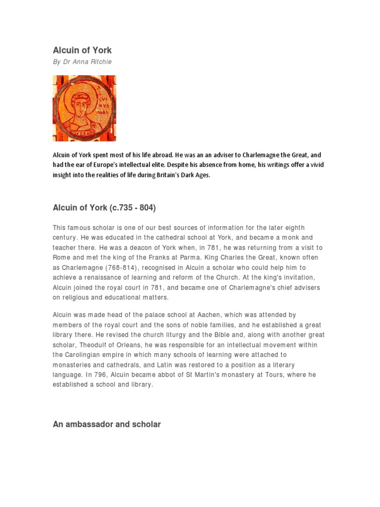 Alcuin of York: An Ambassador and Scholar Who Provided Insights into ...