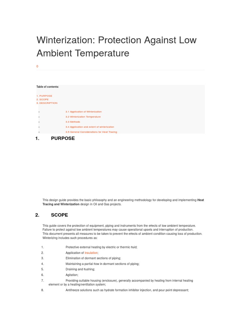 Winterization Protection Against Low Ambient Temperature | PDF | Hvac | Pump