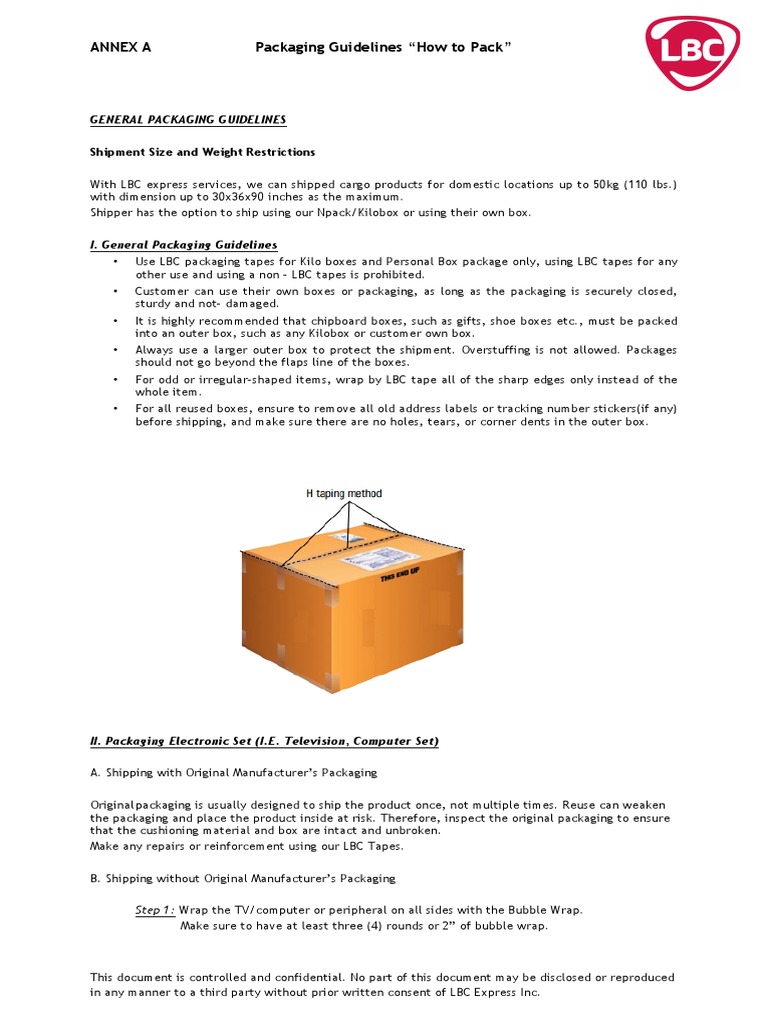 LBC Packaging Rules | PDF | Packaging And Labeling | Computer Monitor