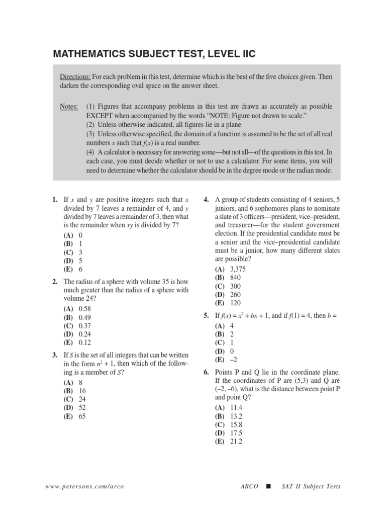 SAT II Math Level IIC Prep | PDF | Trigonometric Functions | Sine