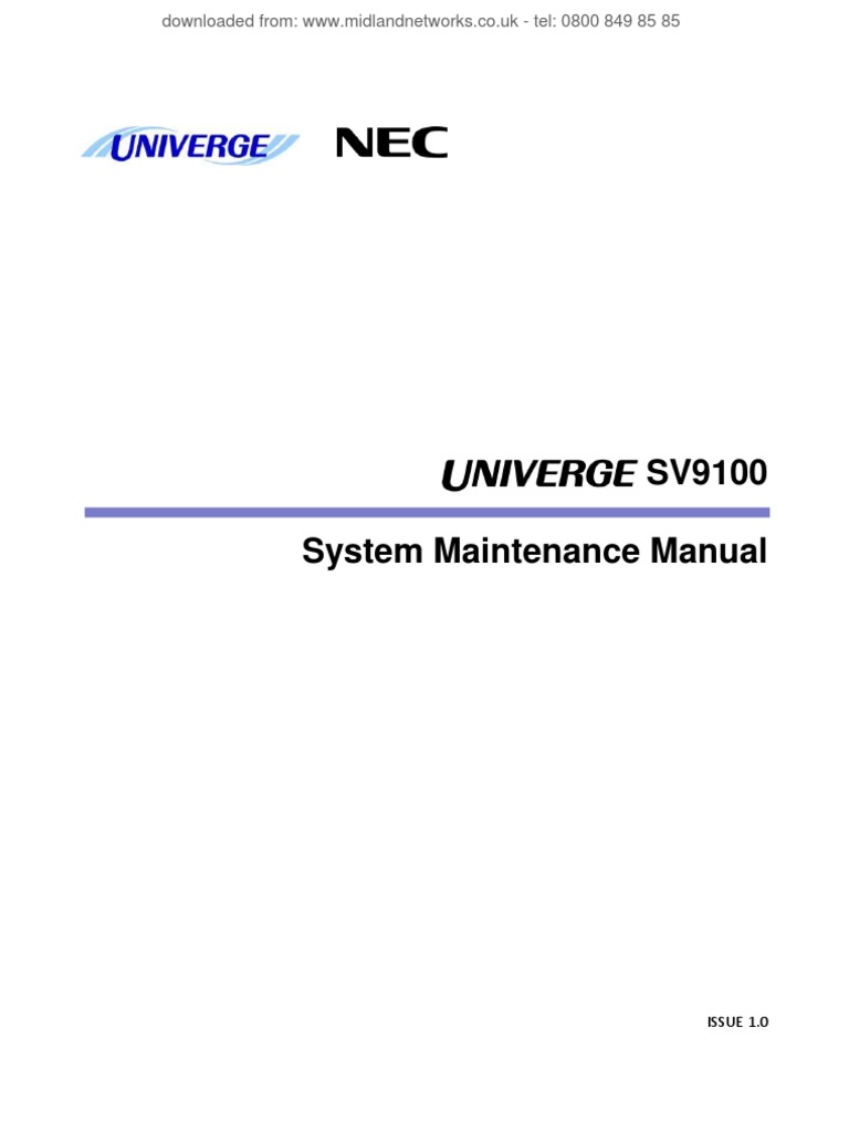 Userguides - NEC - SV9100 System Maintenance Manual v1.0 | PDF ...