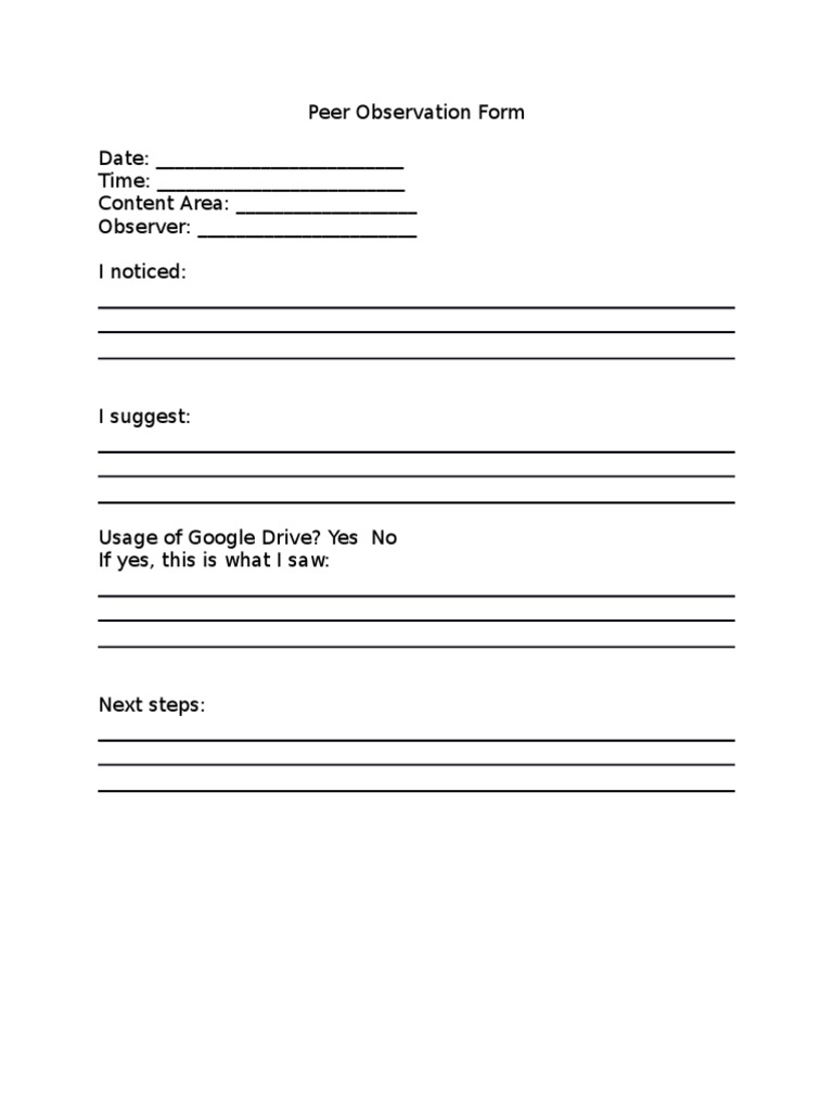 Peer Observation Form | PDF