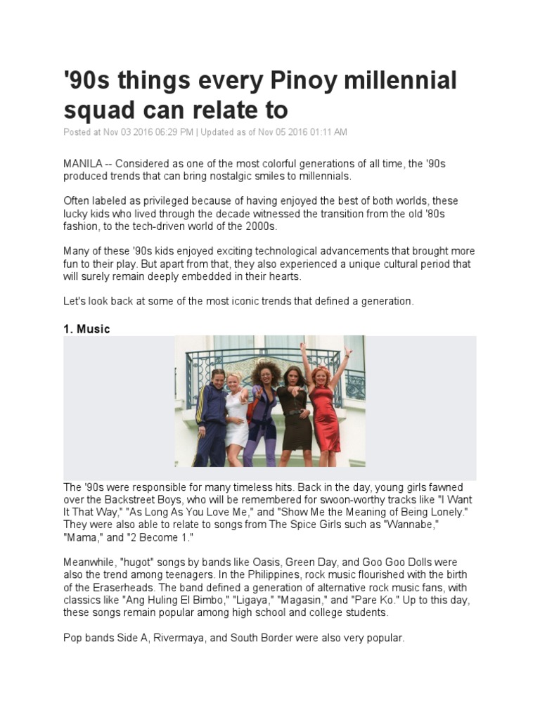 90s Things Every Pinoy Millennial Squad Can Relate To | PDF | Leisure ...