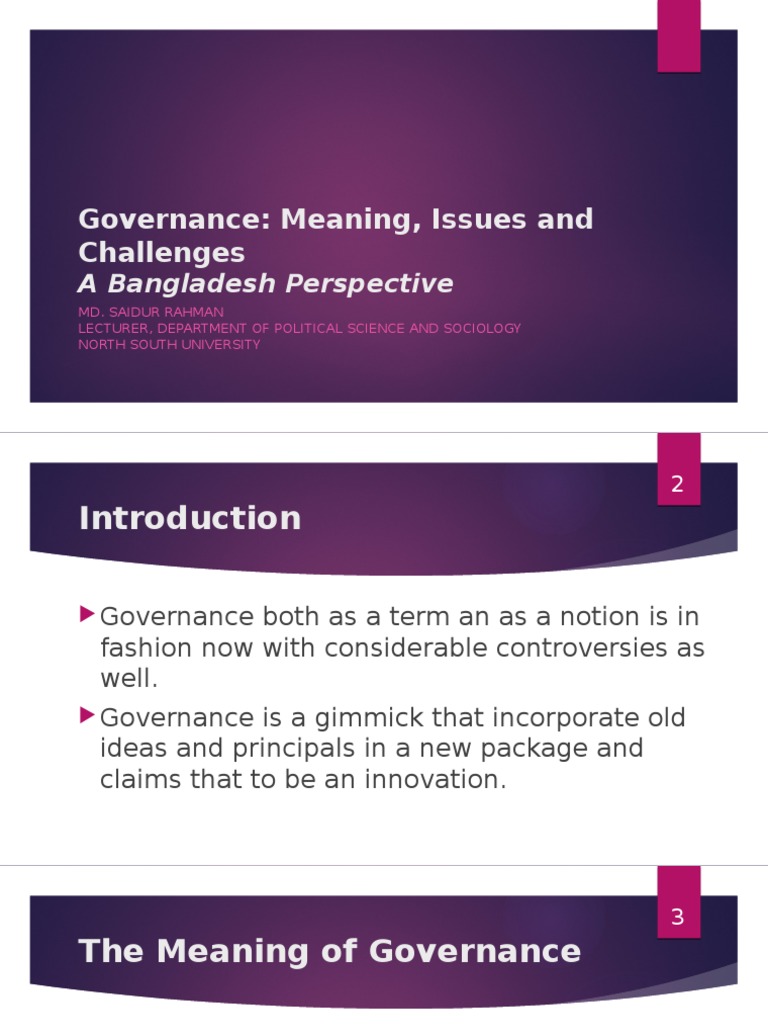 Governance - Meaning, Issues and Challenges | PDF | Good Governance ...