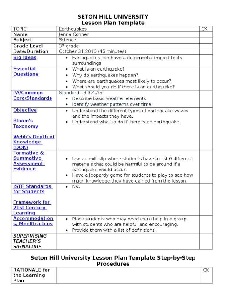 Earthquakes Lesson Plan | PDF | Epistemology | Pedagogy