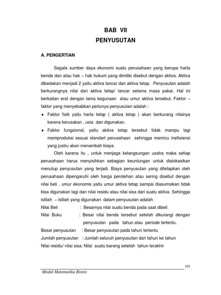 Modul Matbis Bab 7 Penyusutan | PDF