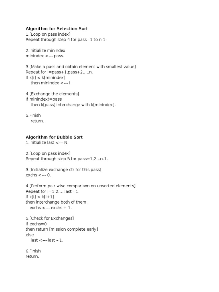 Algorithm For Selection Sort | PDF | Computer Programming | Discrete Mathematics