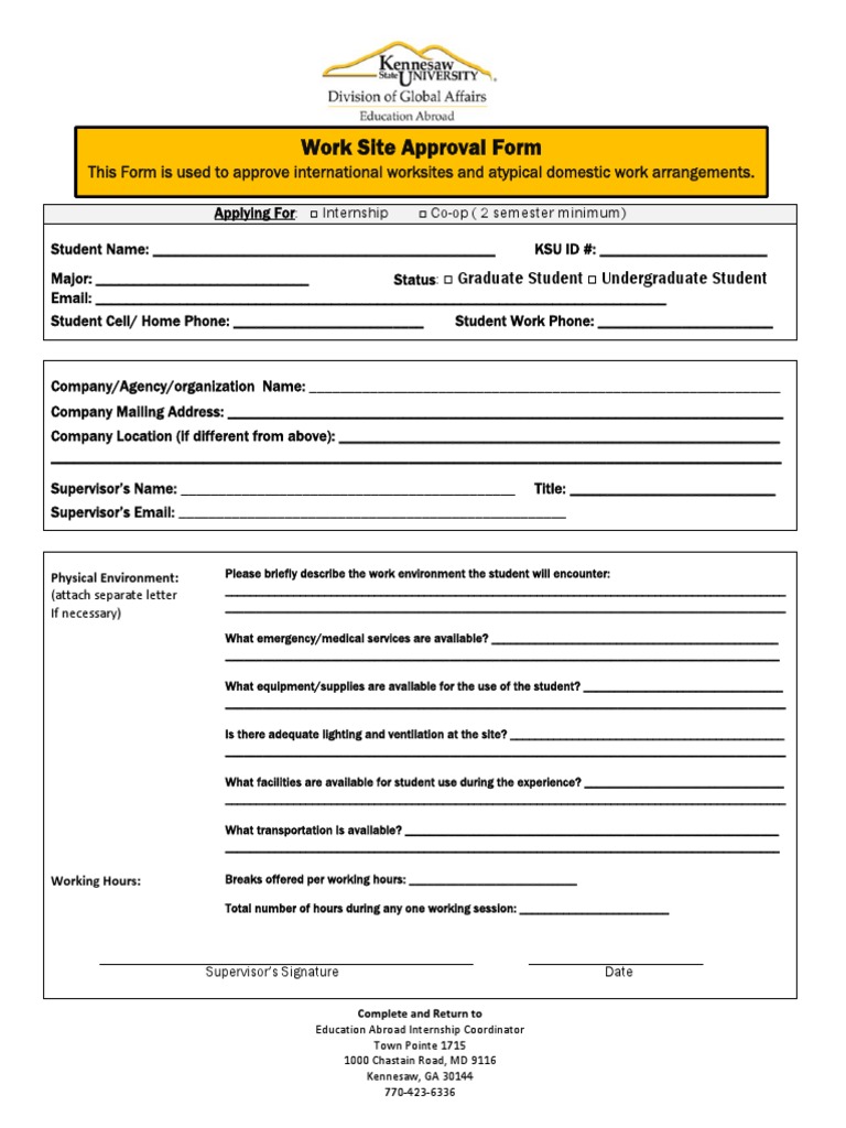 Work Site Approval Form | PDF