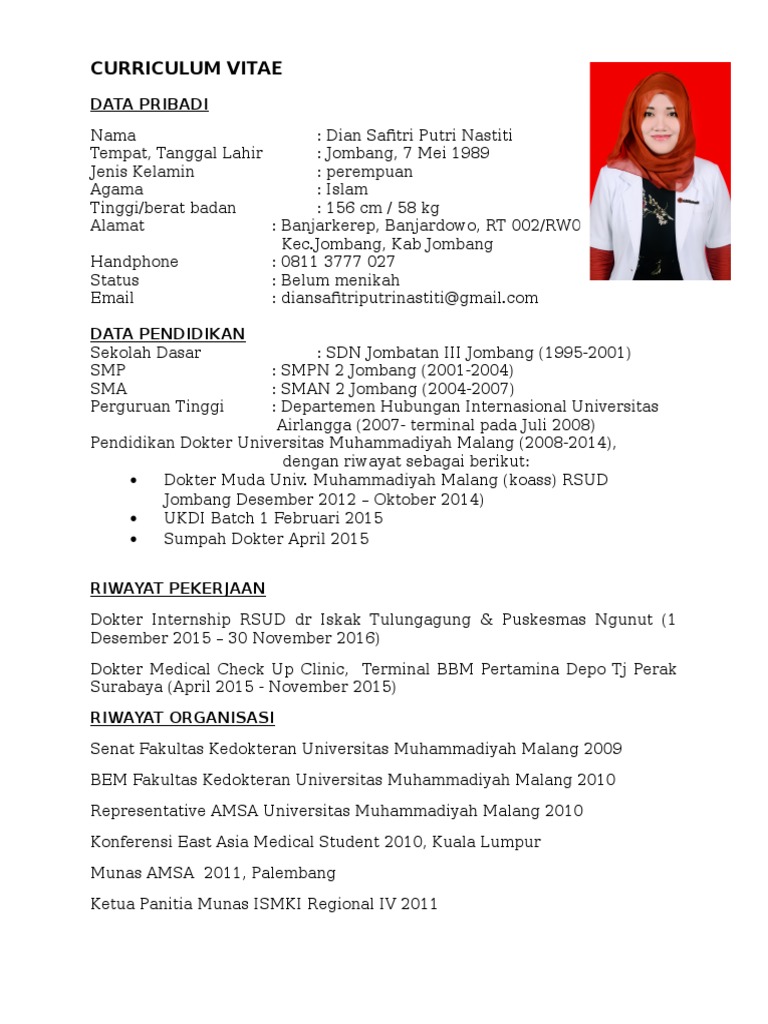 Contoh Curriculum Vitae | PDF