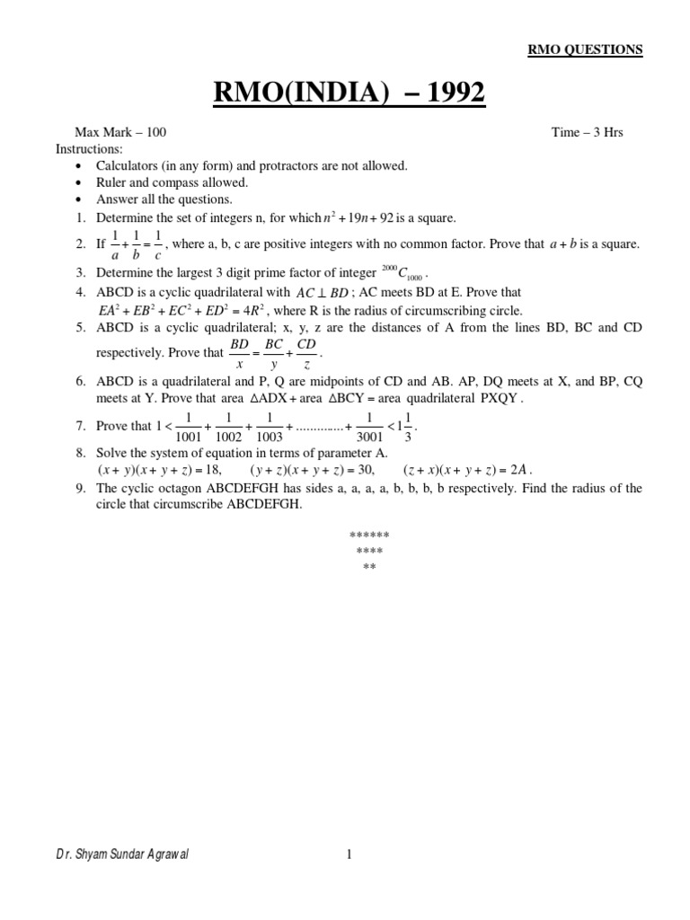 RMO1992 | PDF