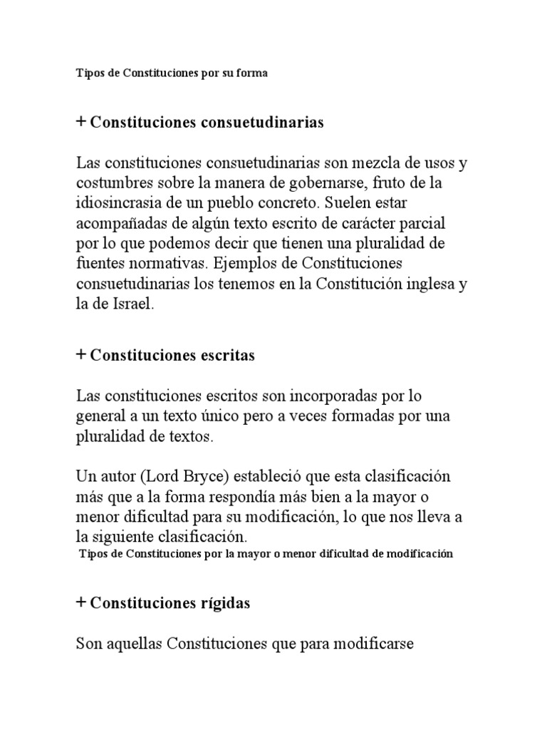 Clasificación De Las Constituciones Pdf Constitución Ciencias