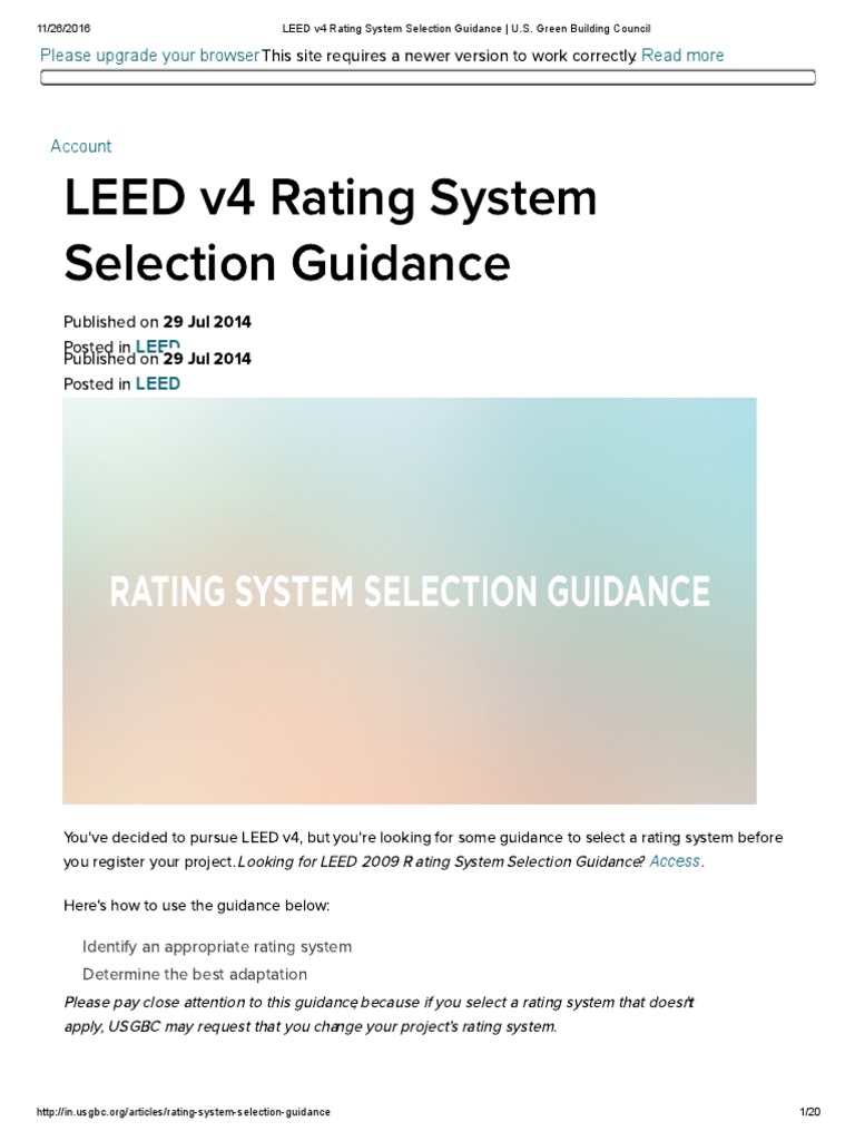 LEED v4 Rating System Selection Guidance - U.S | PDF