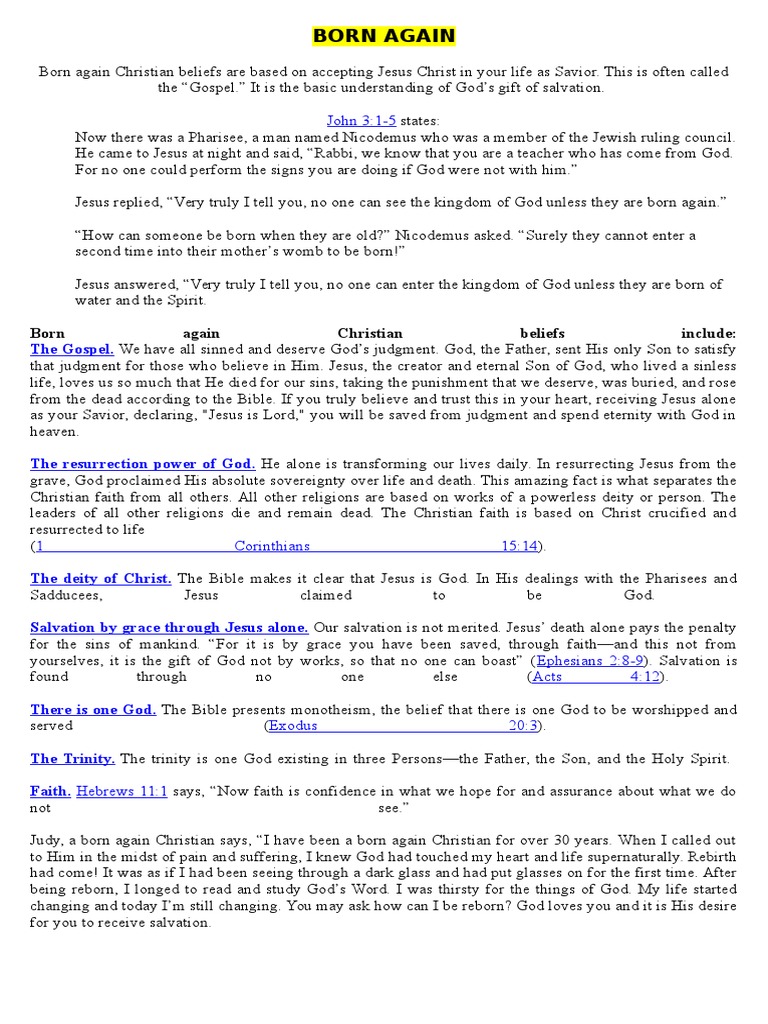What Are Born Again Christian Beliefs | PDF | Born Again | Jesus